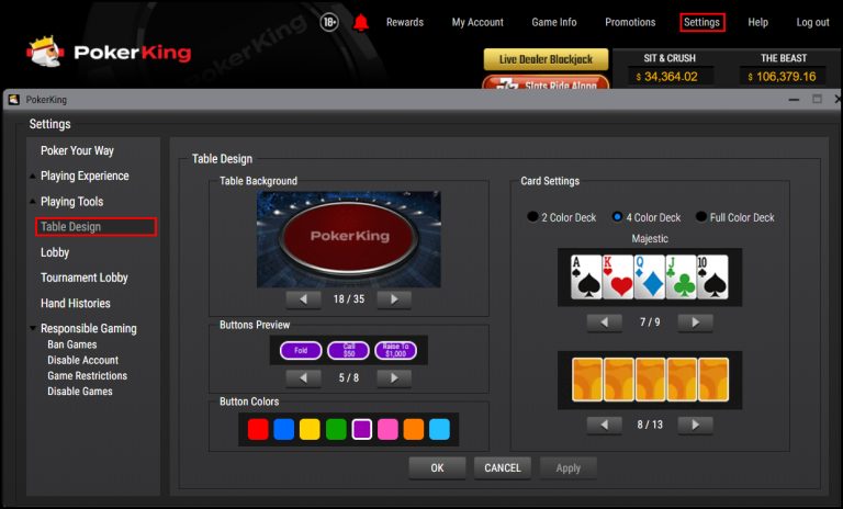Layout, design of table and lobby :: PokerKing - Play Poker Online