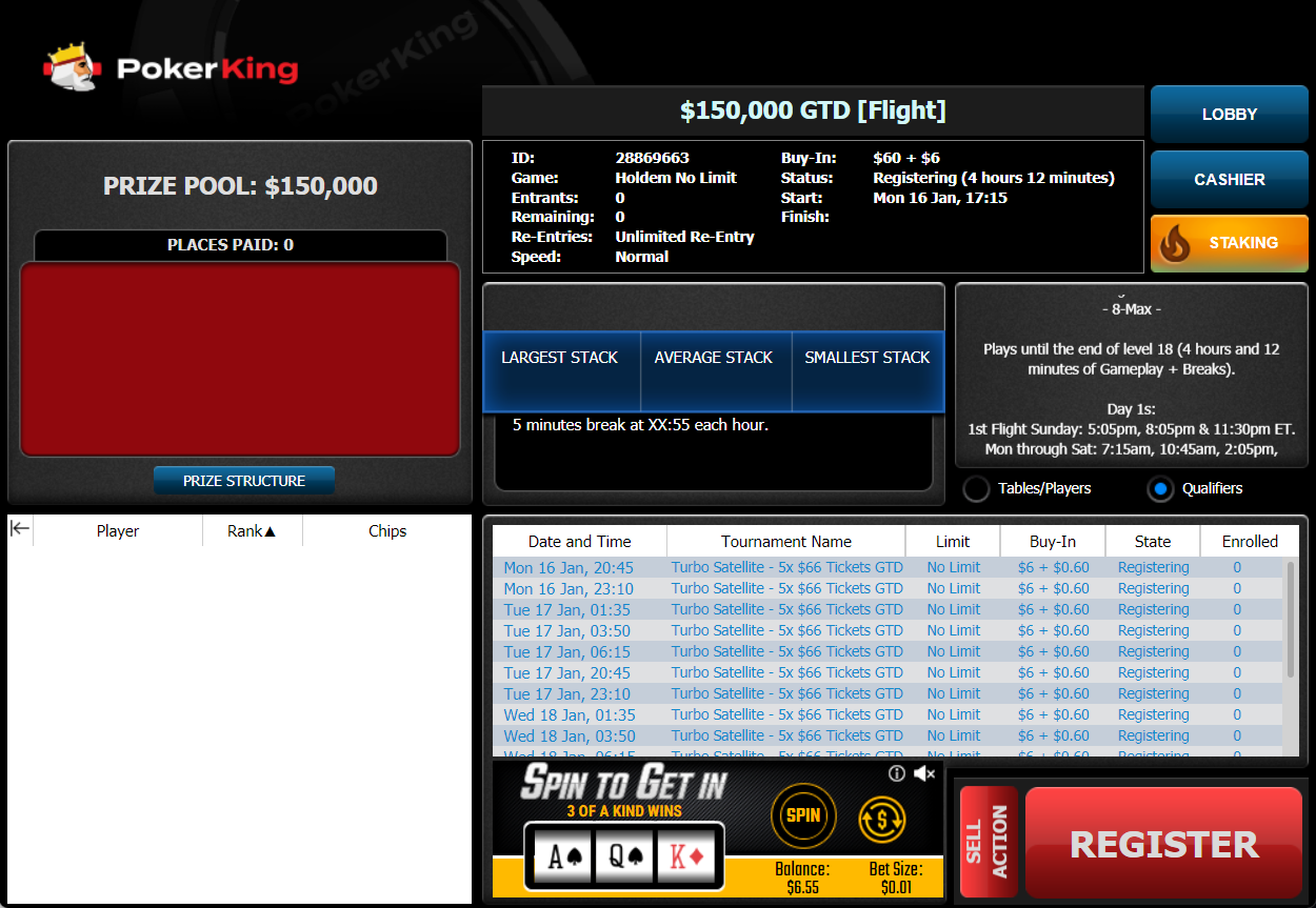 New multiflight tournaments :: PokerKing - Play Poker Online